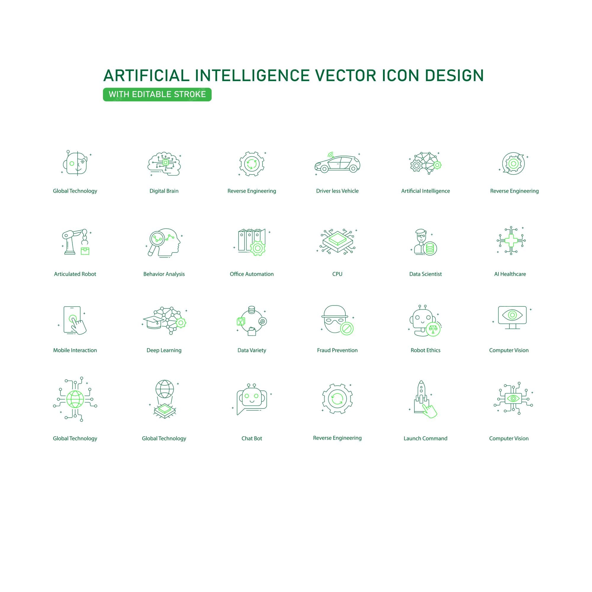 AI Data Processing and Robotics Vector Icon Design Algorithms ...