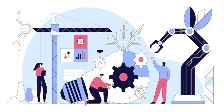 Premium Vector | Ai development a group of programmers creates an ...