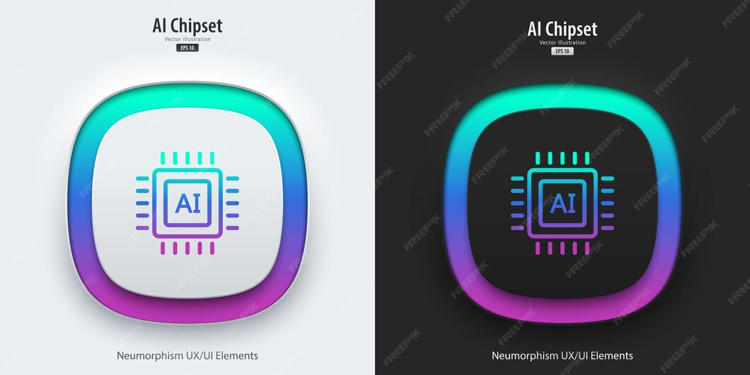 Premium Vector | AI processor chip icon A set of buttons with Chip symbols Artificial ...
