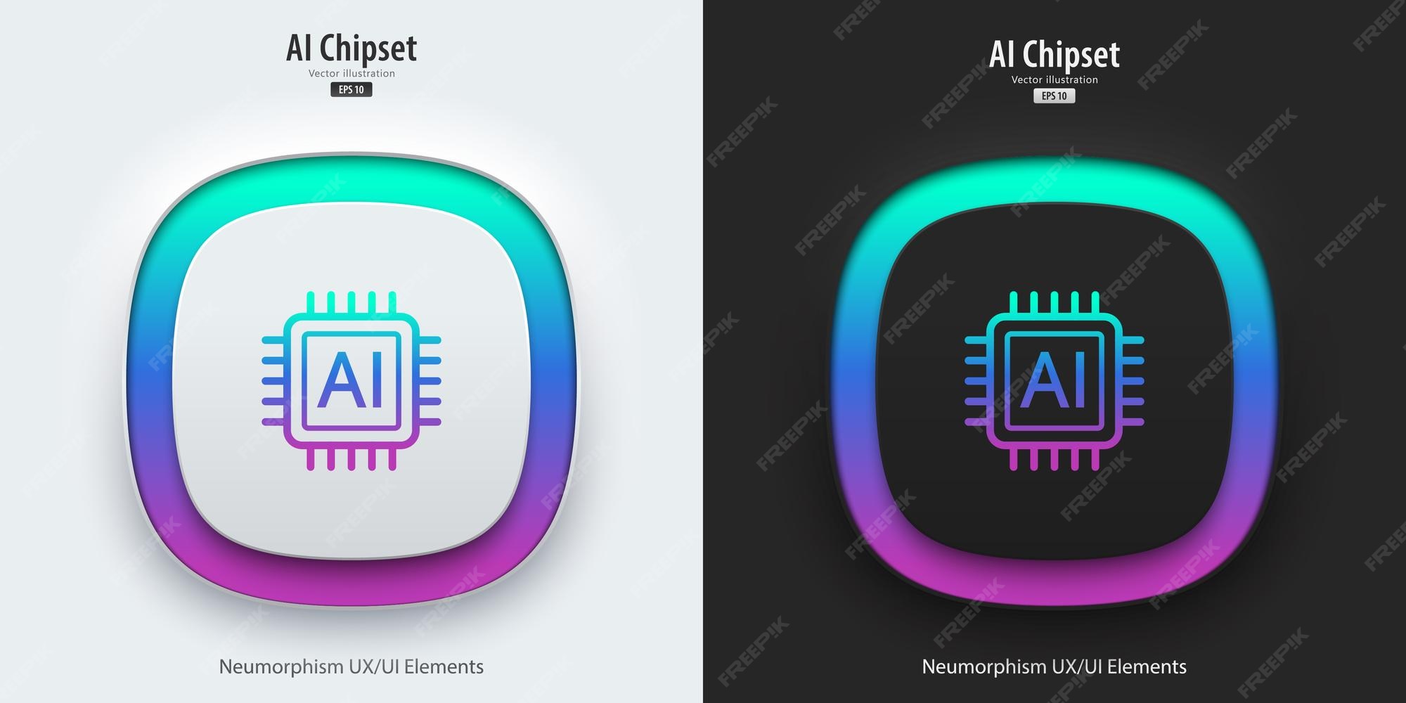 Premium Vector | AI processor chip icon A set of buttons with Chip symbols Artificial ...