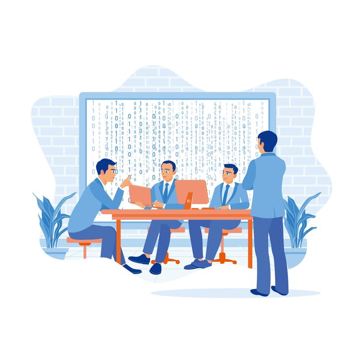 Premium Vector | Ai programmers and software development team ...