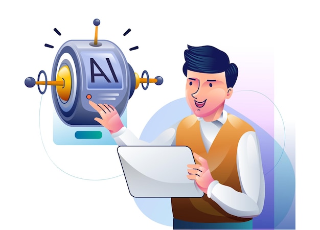 Premium Vector | AI technology concept People and artificial ... Premium Vector | AI technology concept People and artificial ...