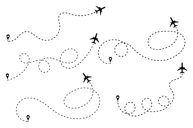 Premium Vector | Airplane line path icon Airplane dashed line path ... Premium Vector | Airplane line path icon Airplane dashed line path ...