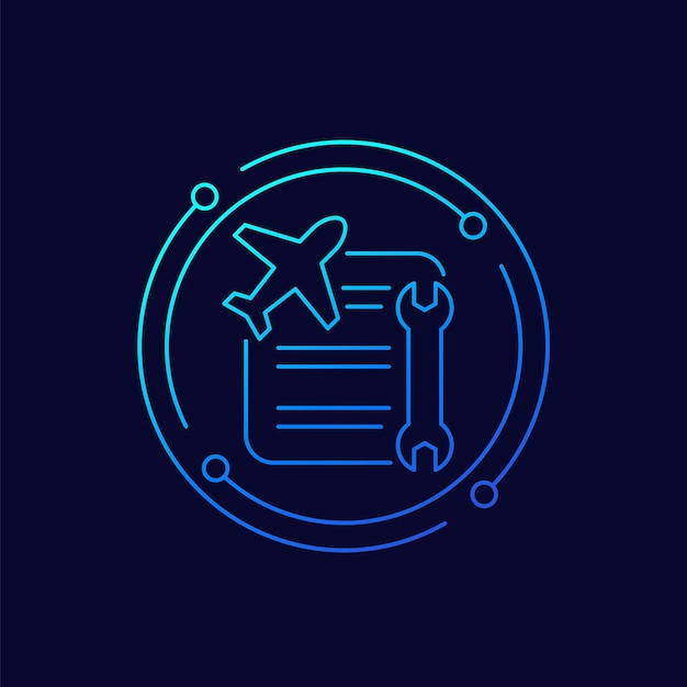 Premium Vector | Airplane repair list line icon vector Premium Vector | Airplane repair list line icon vector