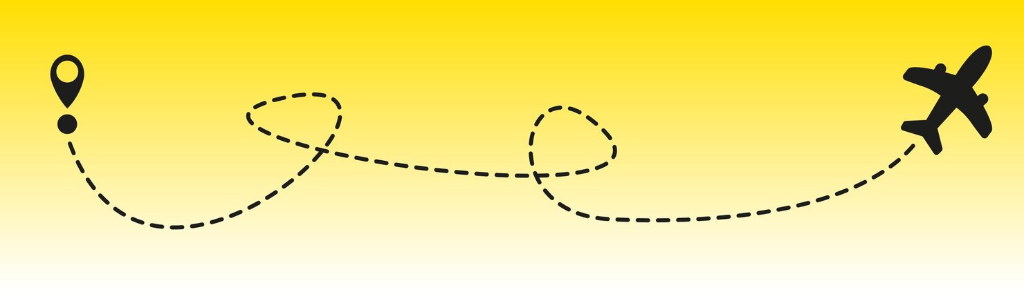 Premium Vector Airplane Routes On Yellow Background Romantic Travel
