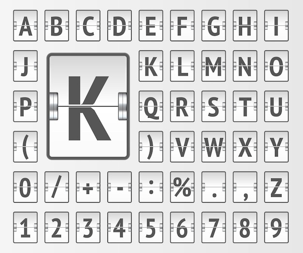 Premium Vector | Airport terminal mechanical scoreboard font with ... Premium Vector | Airport terminal mechanical scoreboard font with ...