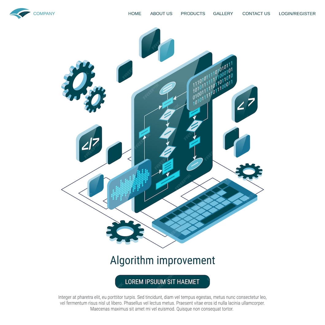 Premium Vector | Algorithm improvement program coding software ...