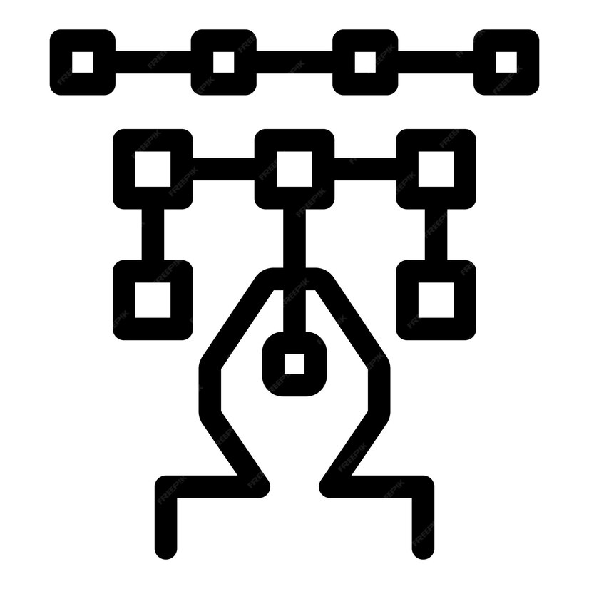 Premium Vector | Algorithm programming code connecting data blocks icon