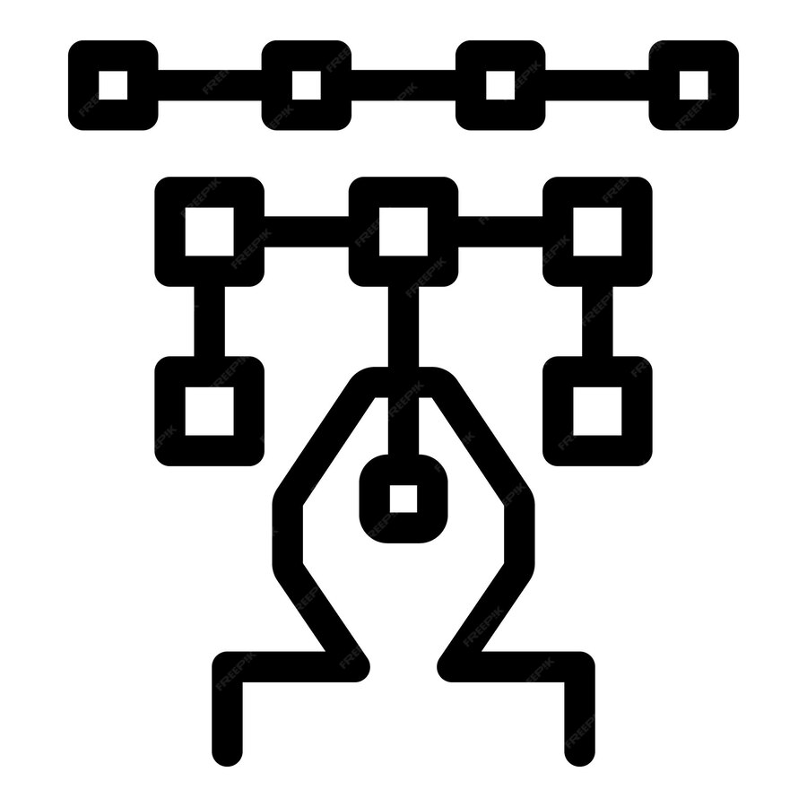 Premium Vector | Algorithm programming code connecting data blocks icon