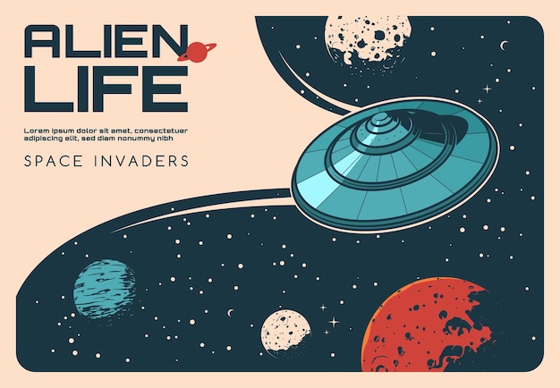 Premium Vector | Aliens UFO in outer space galaxy universe planets Premium Vector | Aliens UFO in outer space galaxy universe planets