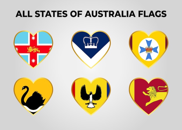 Premium Vector | All states of australia hearts flags vector template Premium Vector | All states of australia hearts flags vector template