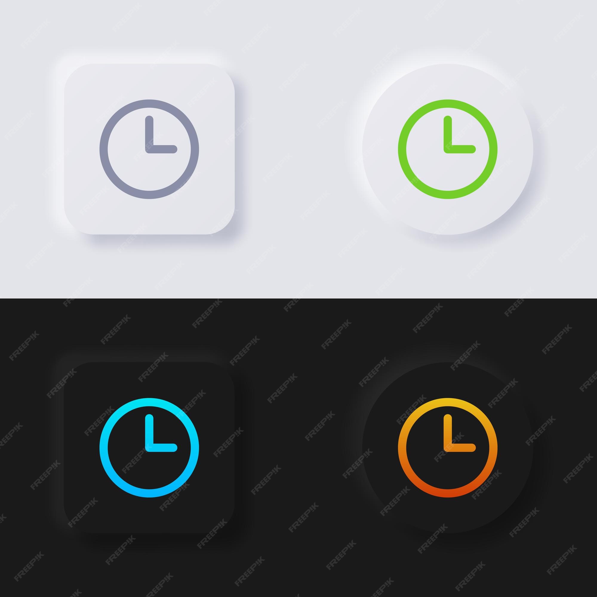 Premium Vector Analog Clock Icon Set Multicolor Neumorphism Button