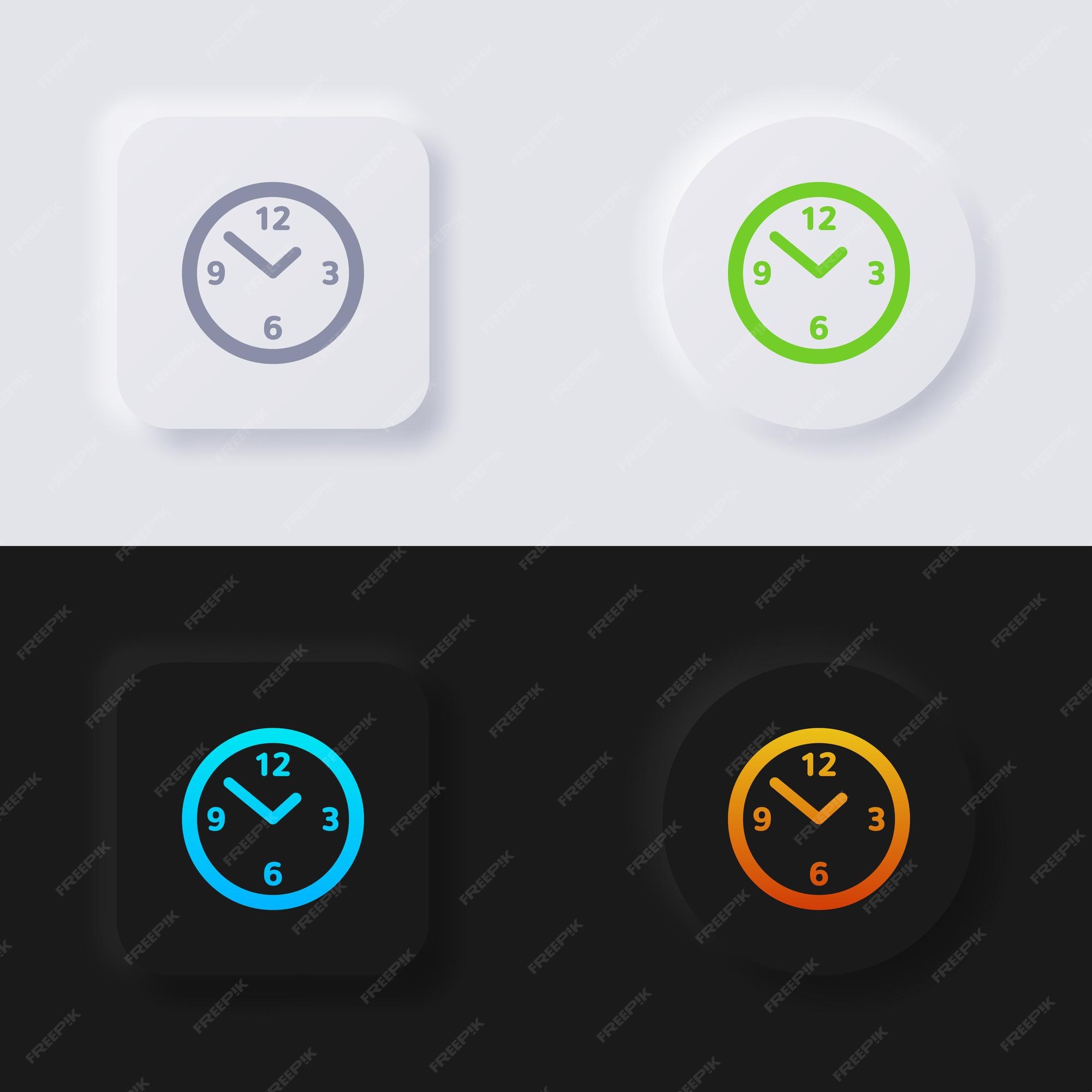 Premium Vector | Analog clock icon set multicolor neumorphism button soft ui design for web ...