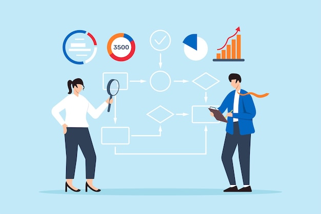 Premium Vector | Analysts analyzing and reengineering business ... Premium Vector | Analysts analyzing and reengineering business ...