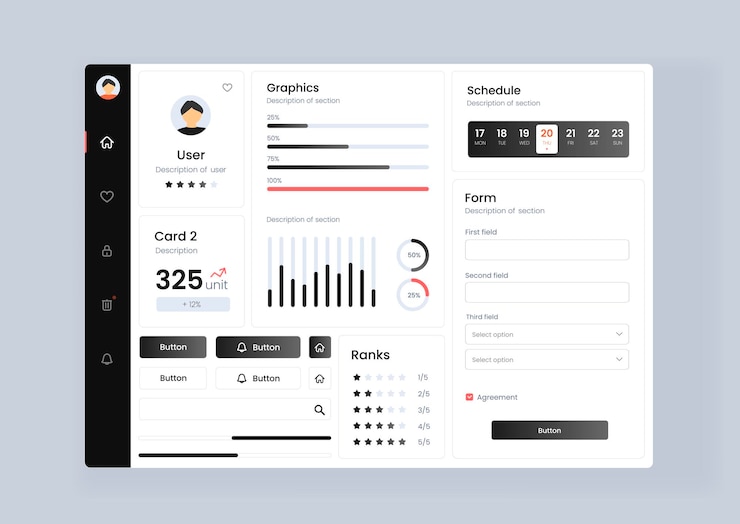 Premium Vector Analytics Dashboard User Interface With Diverse Data