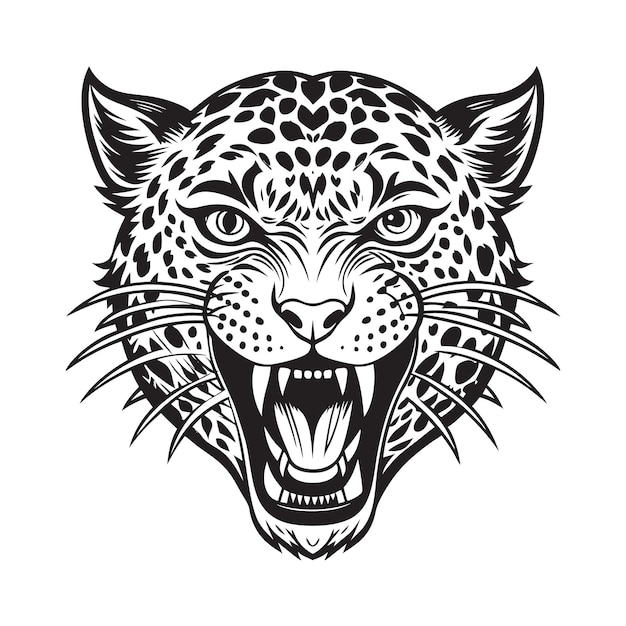 Premium Vector | Angry Leopard Linocut Vector Illustration Premium Vector | Angry Leopard Linocut Vector Illustration