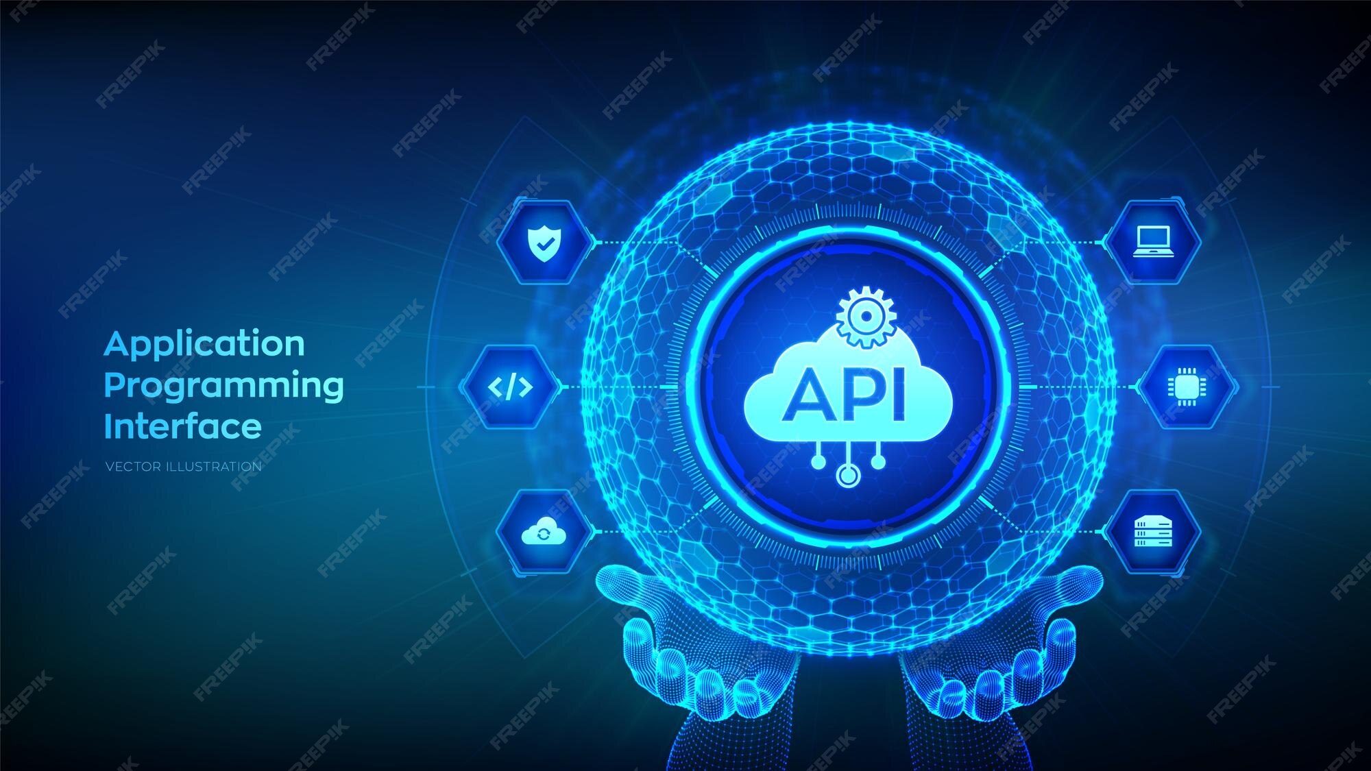 Premium Vector Api Application Programming Interface In The Shape Of Sphere With Hexagon Grid 