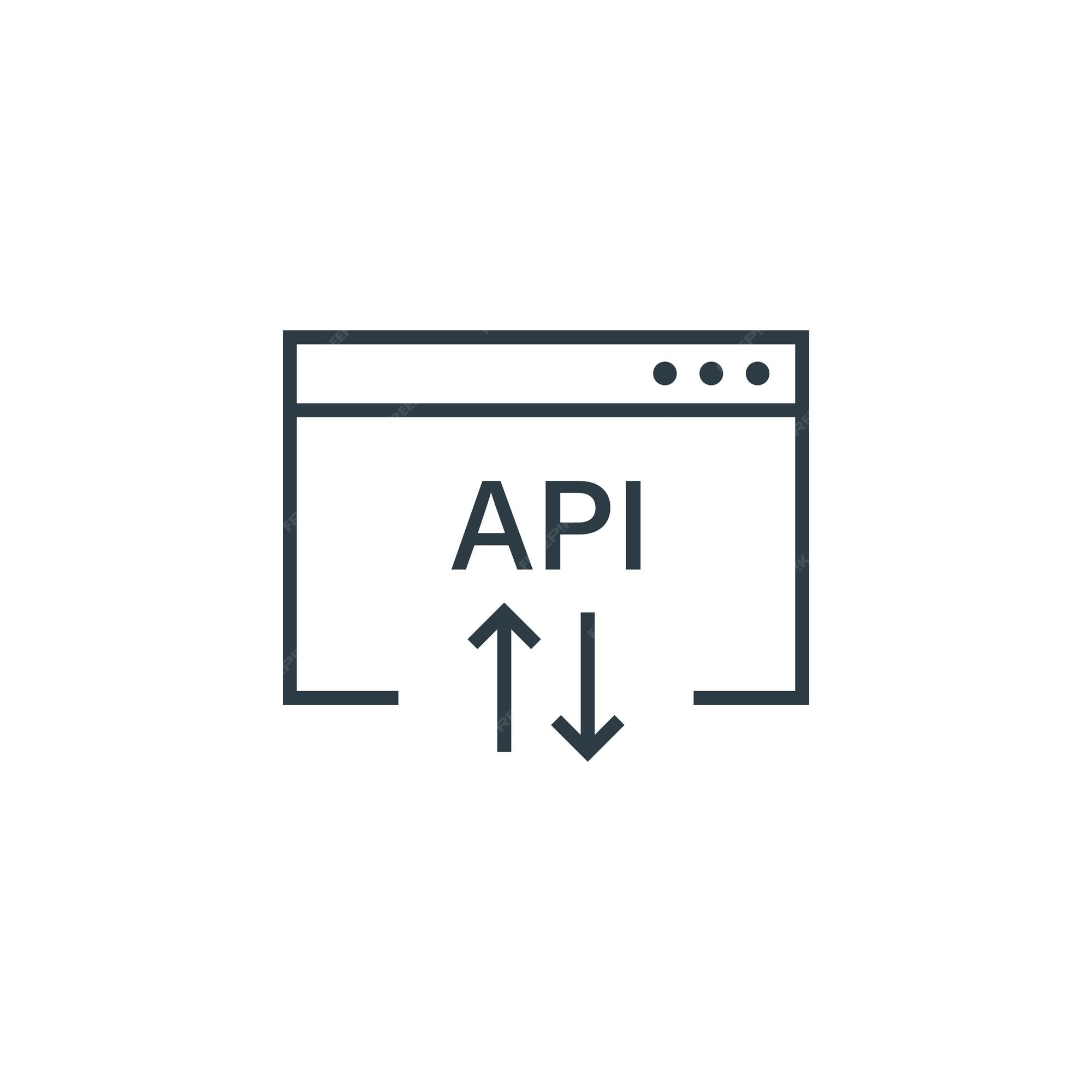 플랫 스타일의 Api 아이콘 격리된 배경에 소프트웨어 통합 벡터 그림 알고리즘 프로그래밍 기호 비즈니스 개념 프리미엄 벡터