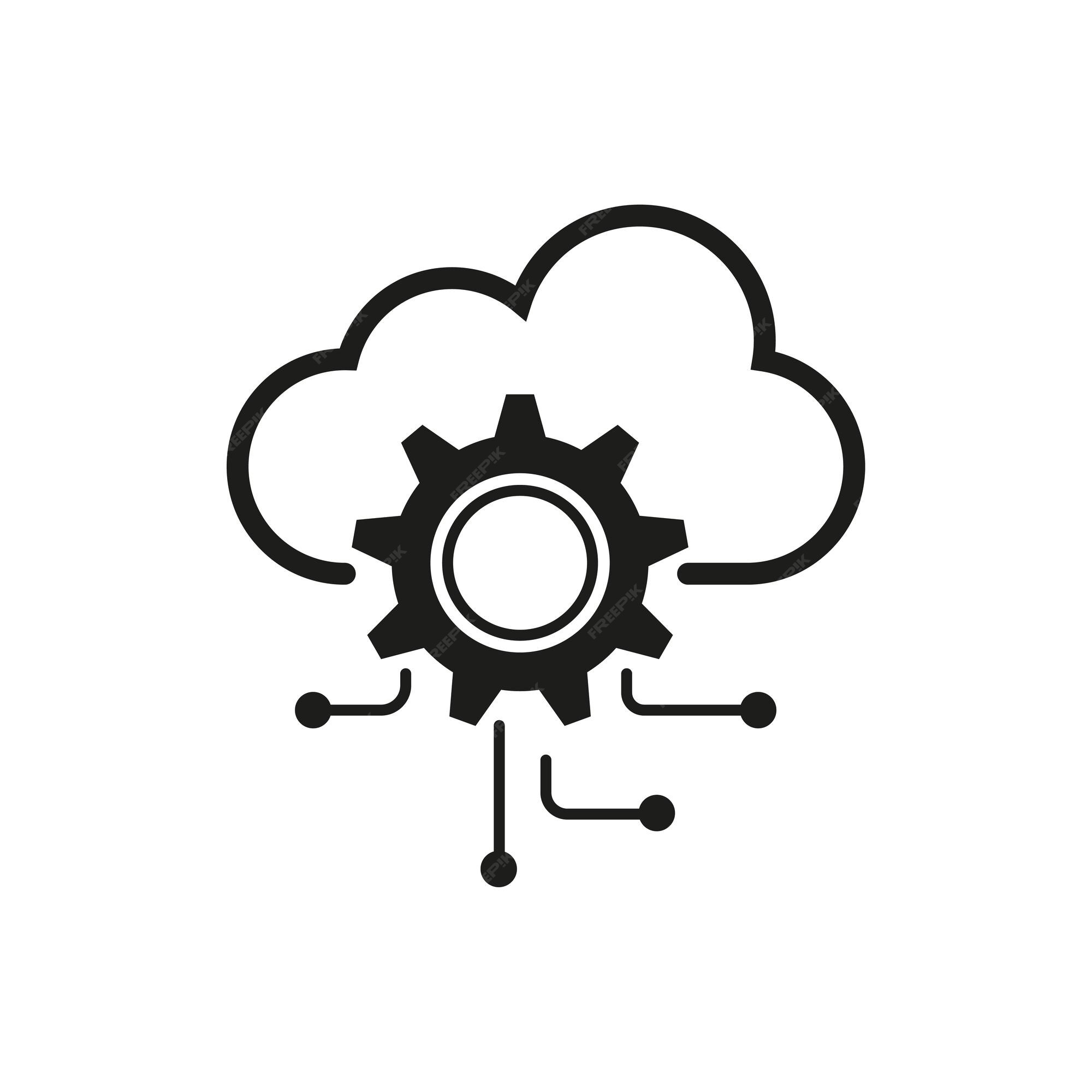 Premium Vector | Api software icon cloud integration with gear hosting ...