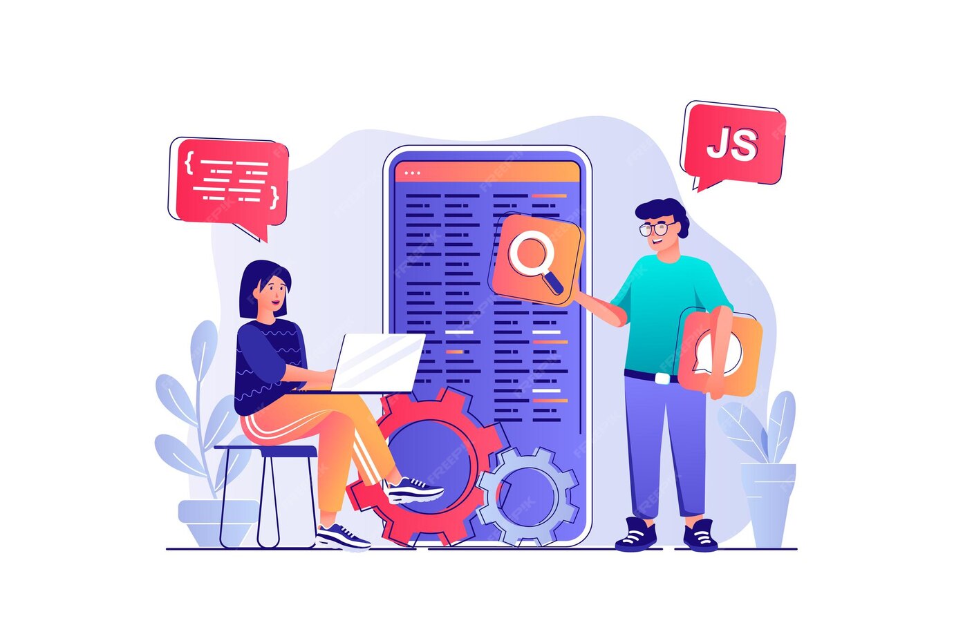 Premium Vector App Development Concept With People Scene Man And