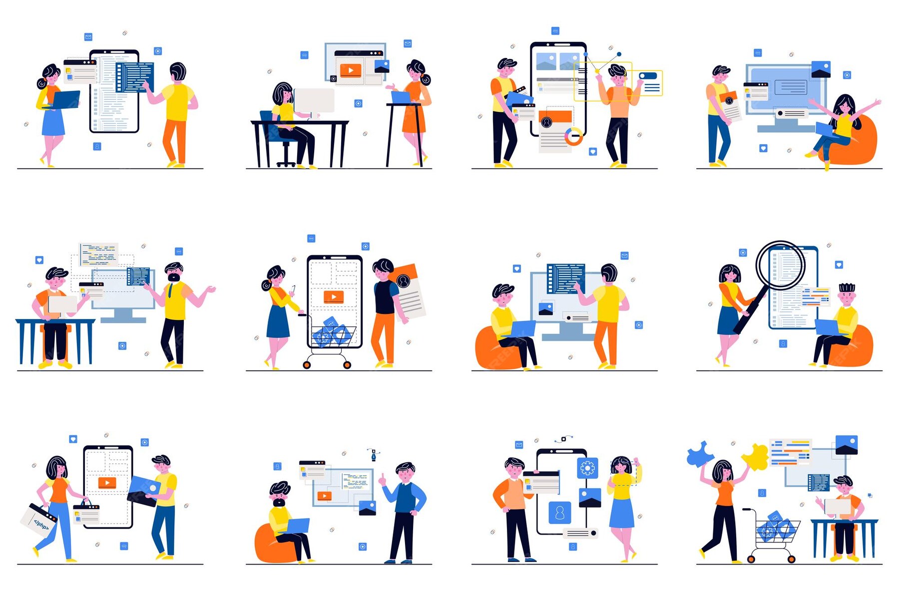 Premium Vector App Development Concept With Tiny People Scenes Set In Flat Design Bundle Of