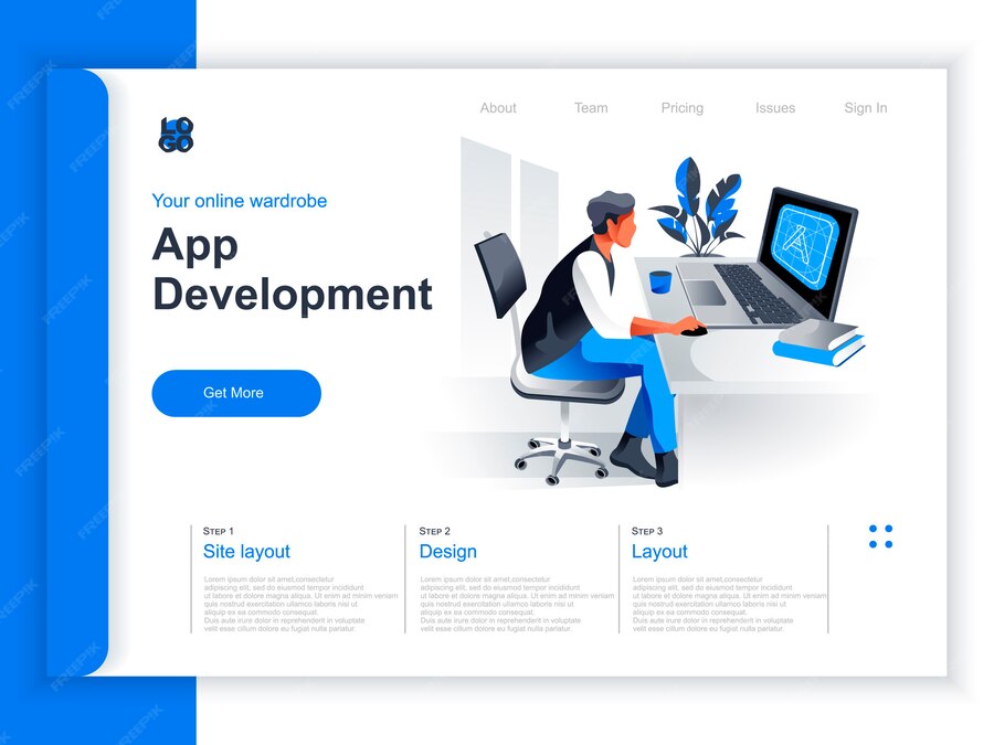 Premium Vector | App development isometric landing page. programmer ...
