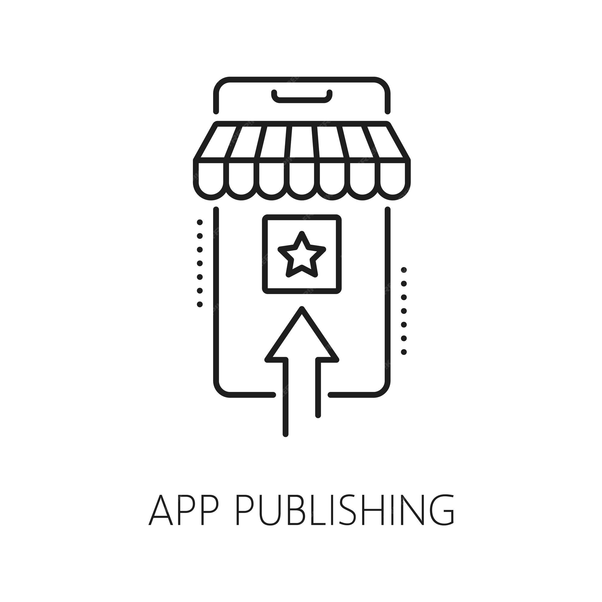 Premium Vector | App publishing web app develop and optimization icon in vector line digital ...