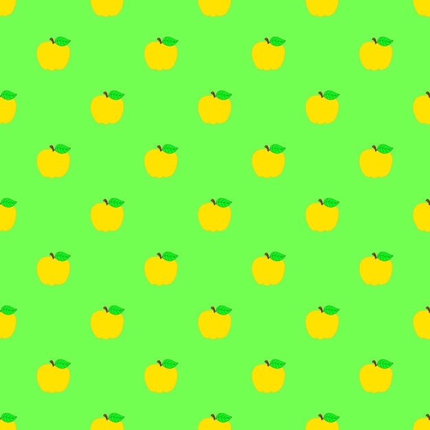 Premium Vector Apple Seamless Pattern On The Green Background