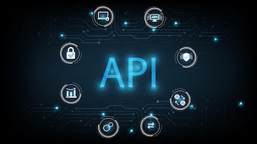 Premium Vector | Application programming interface (api) on blue ...
