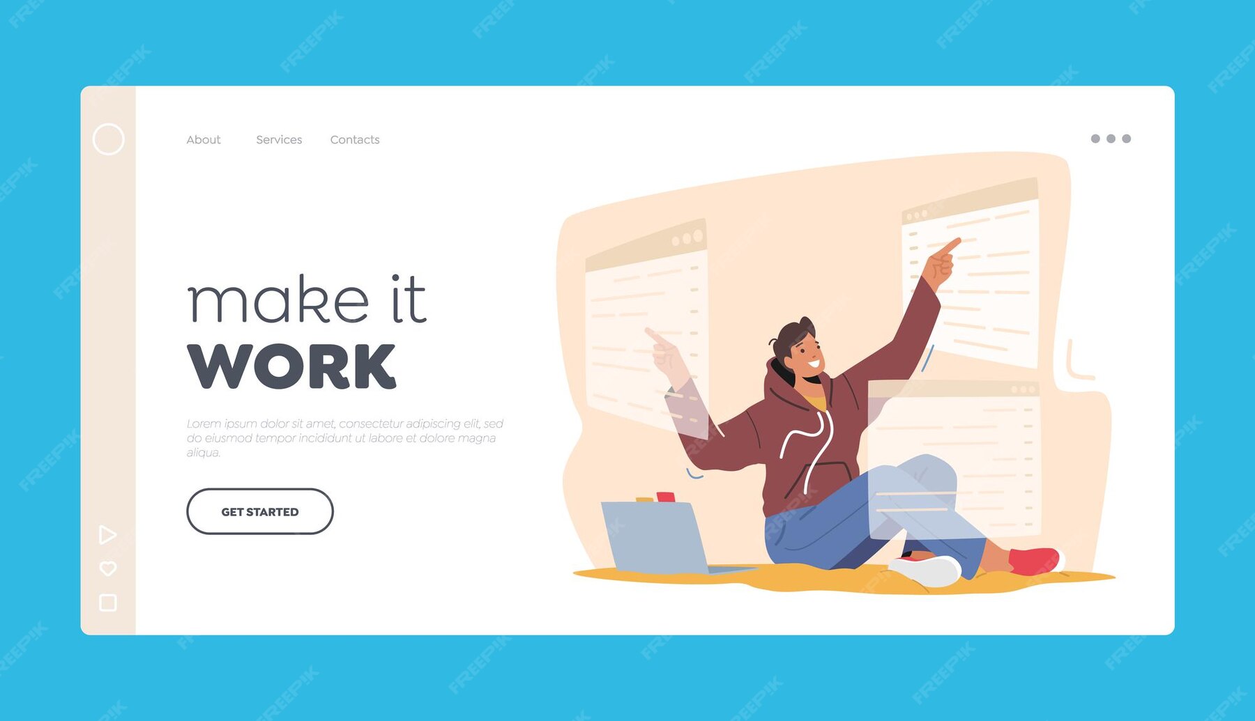 Premium Vector | Application software development landing page template ...