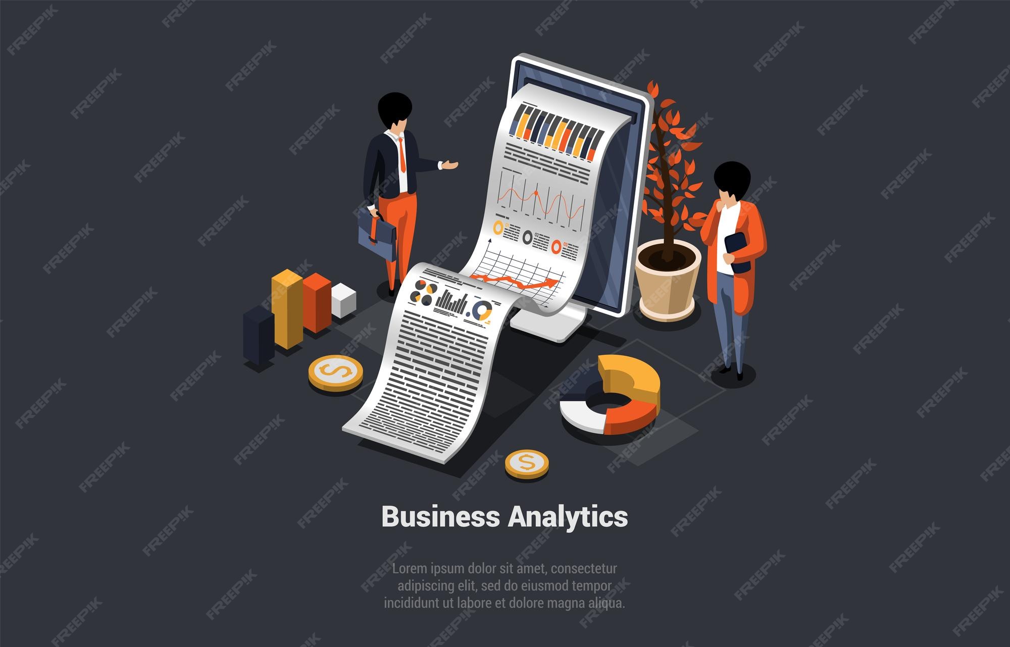 Premium Vector Application With Business Graph And Analytics Data