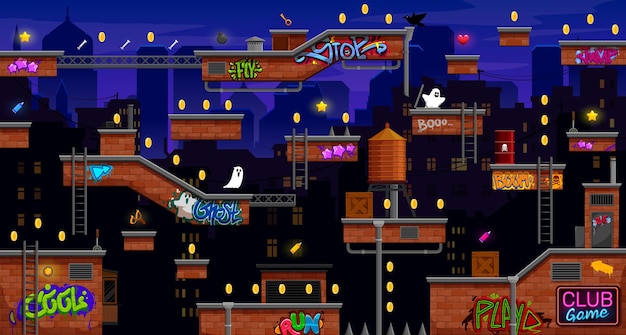Premium Vector | Arcade roof game level map 2d interface vector Premium Vector | Arcade roof game level map 2d interface vector