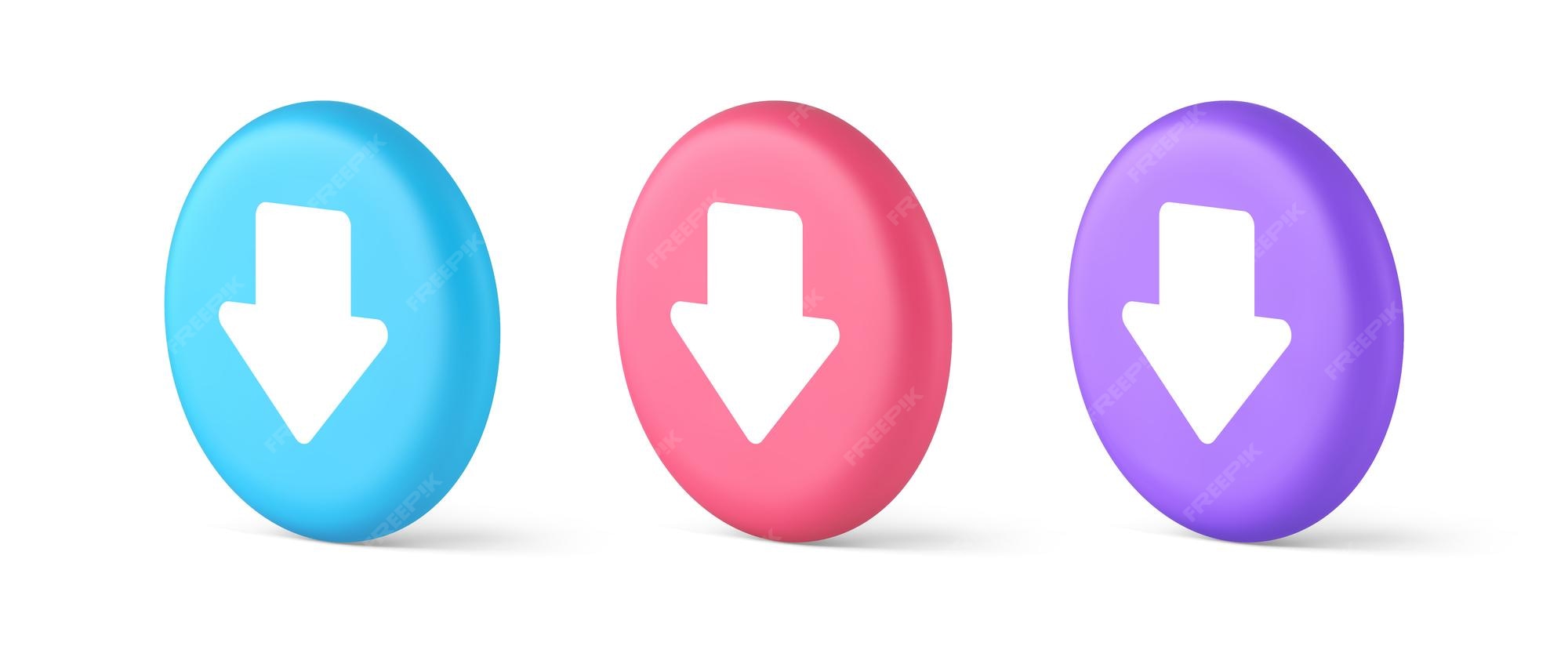 Premium Vector Arrow Down Button Keyboard Navigation Pointer Cyberspace Downloading Web App 3d