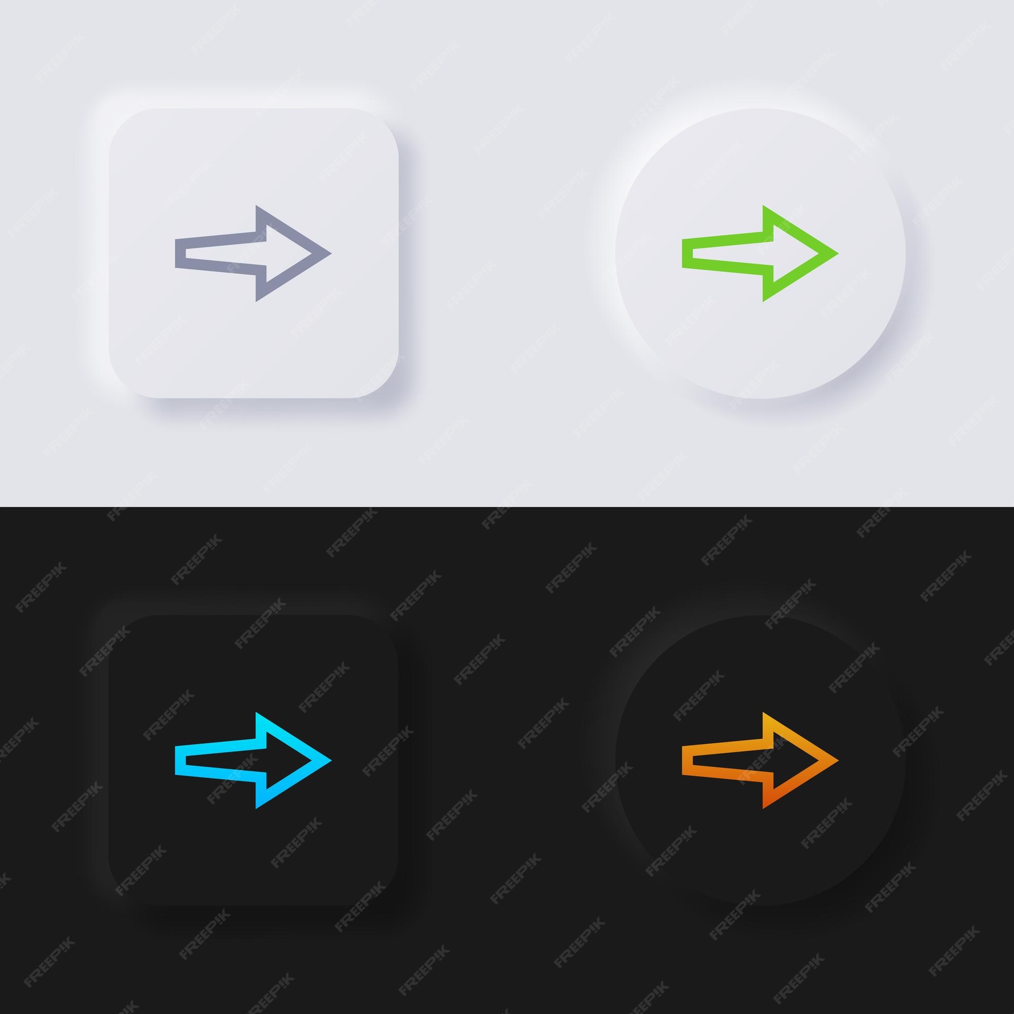 화살표 아이콘은 웹 디자인 응용 프로그램 Ui 등을 위한 다중 색상 뉴모피즘 버튼 소프트 Ui 디자인을 설정합니다 프리미엄 벡터