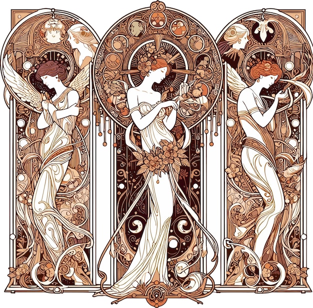 Premium Vector | Art Nouveau vector Premium Vector | Art Nouveau vector