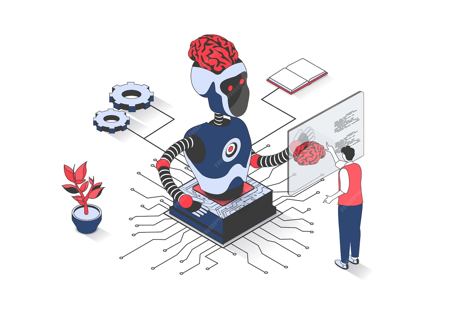 Premium Vector | Artificial intelligence 3d isometric concept with ...