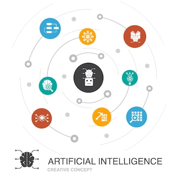 Premium Vector | Artificial intelligence colored circle concept with ...