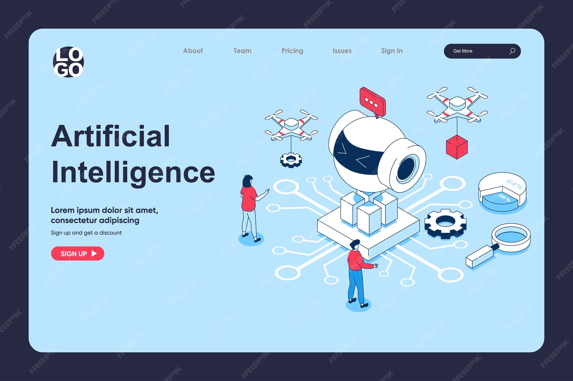 Premium Vector | Artificial intelligence concept in 3d isometric design for landing page ...
