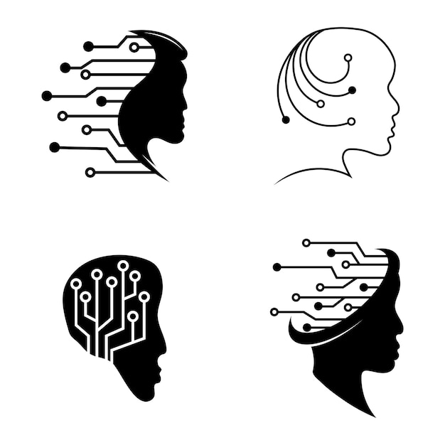Premium Vector | Artificial intelligence and human face logo template Premium Vector | Artificial intelligence and human face logo template