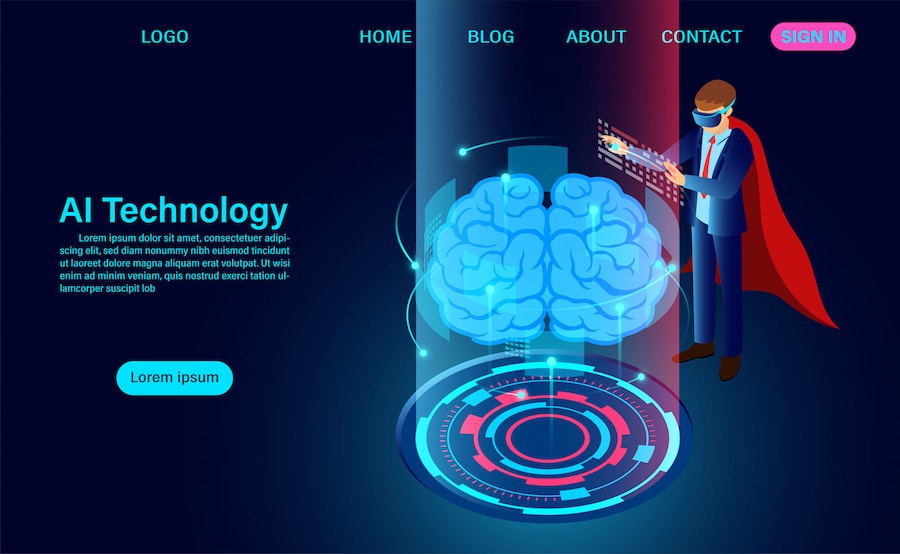 Premium Vector | Artificial intelligence landing page Premium Vector | Artificial intelligence landing page