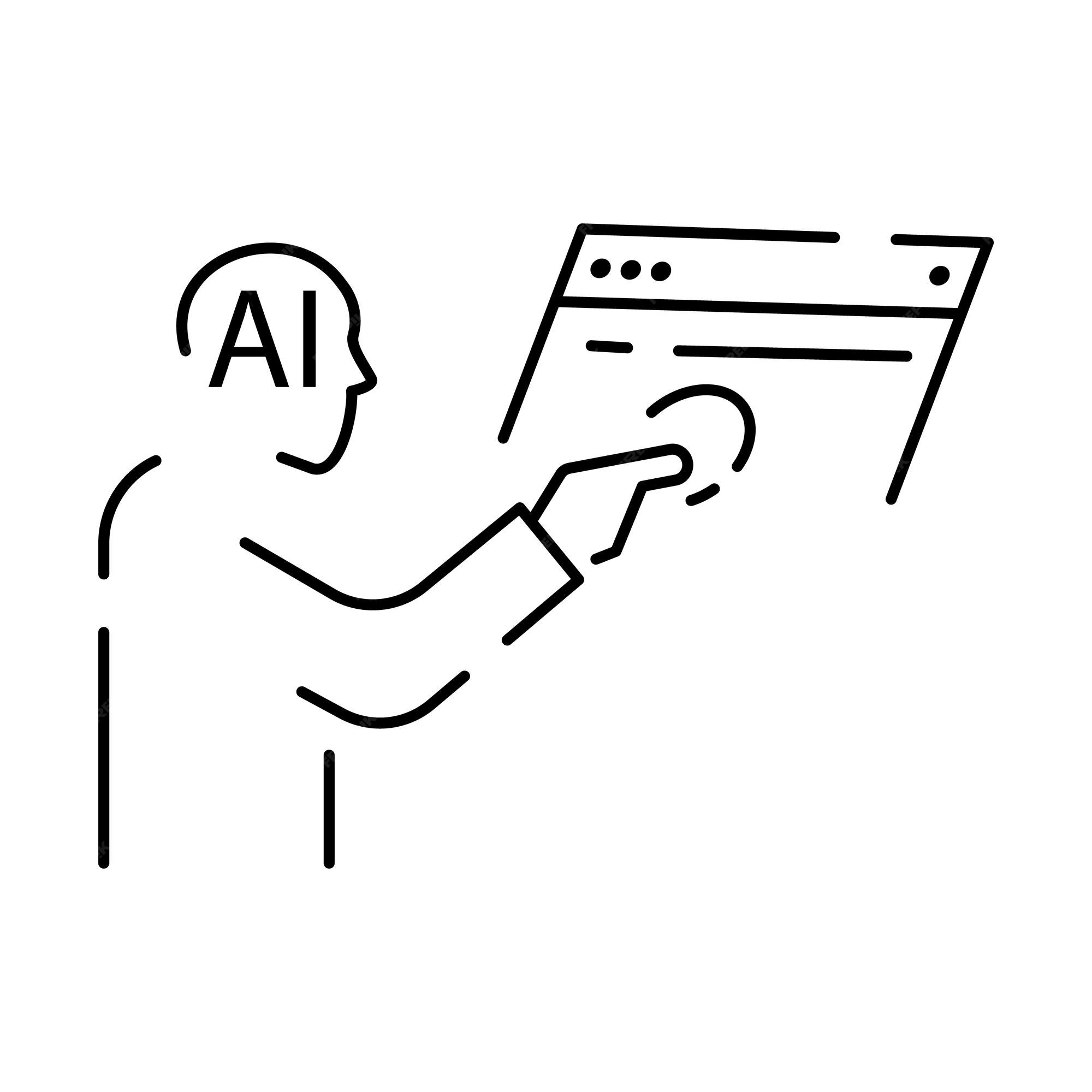 인공 지능 라인 아이콘 뇌 로봇 Ai 헤드 기술 얼굴 인식 알고리즘 자가 학습 딥 러닝 디지털 사이버 휴머노이드 및 채팅