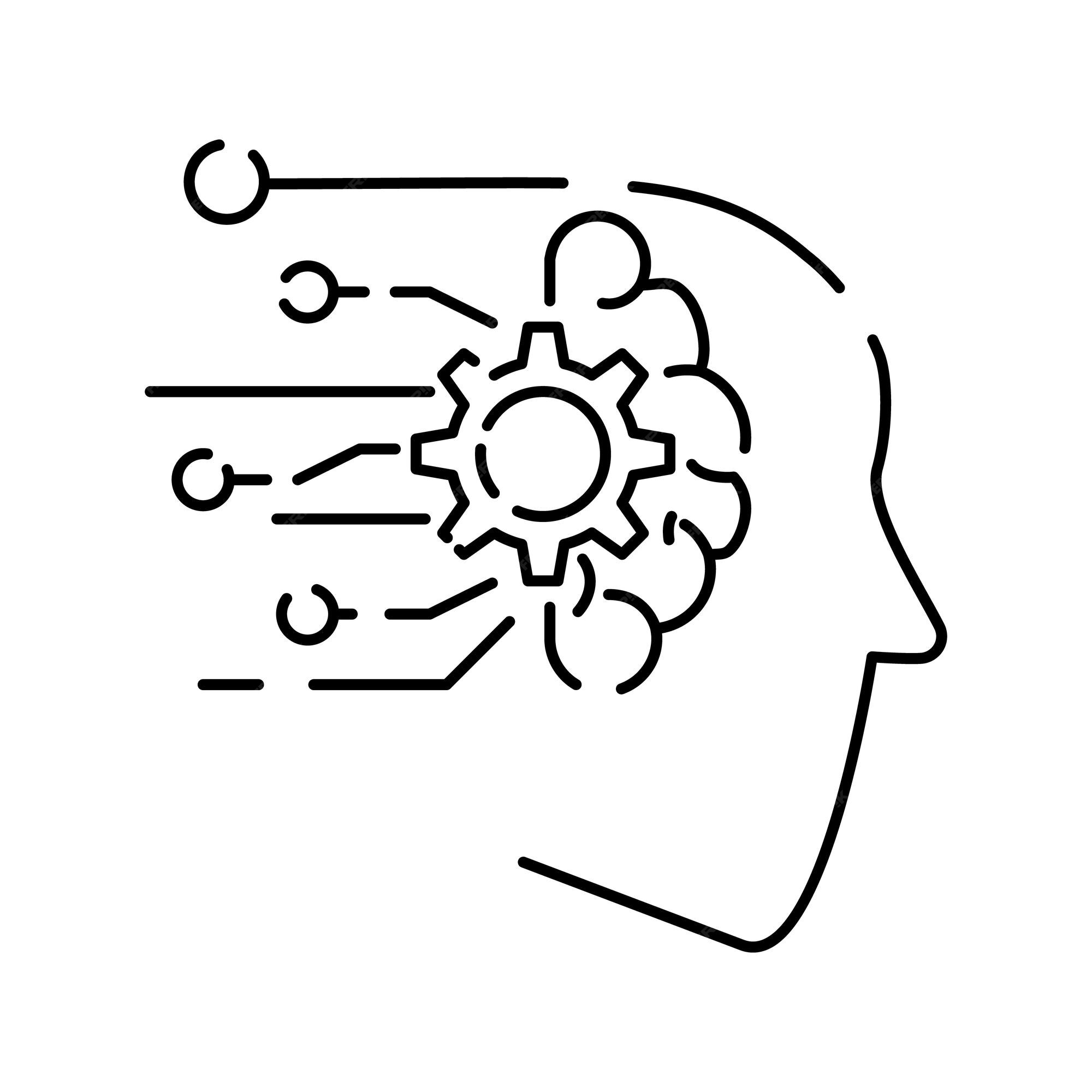 Premium Vector | Artificial intelligence line icon Brain robot ai head ...