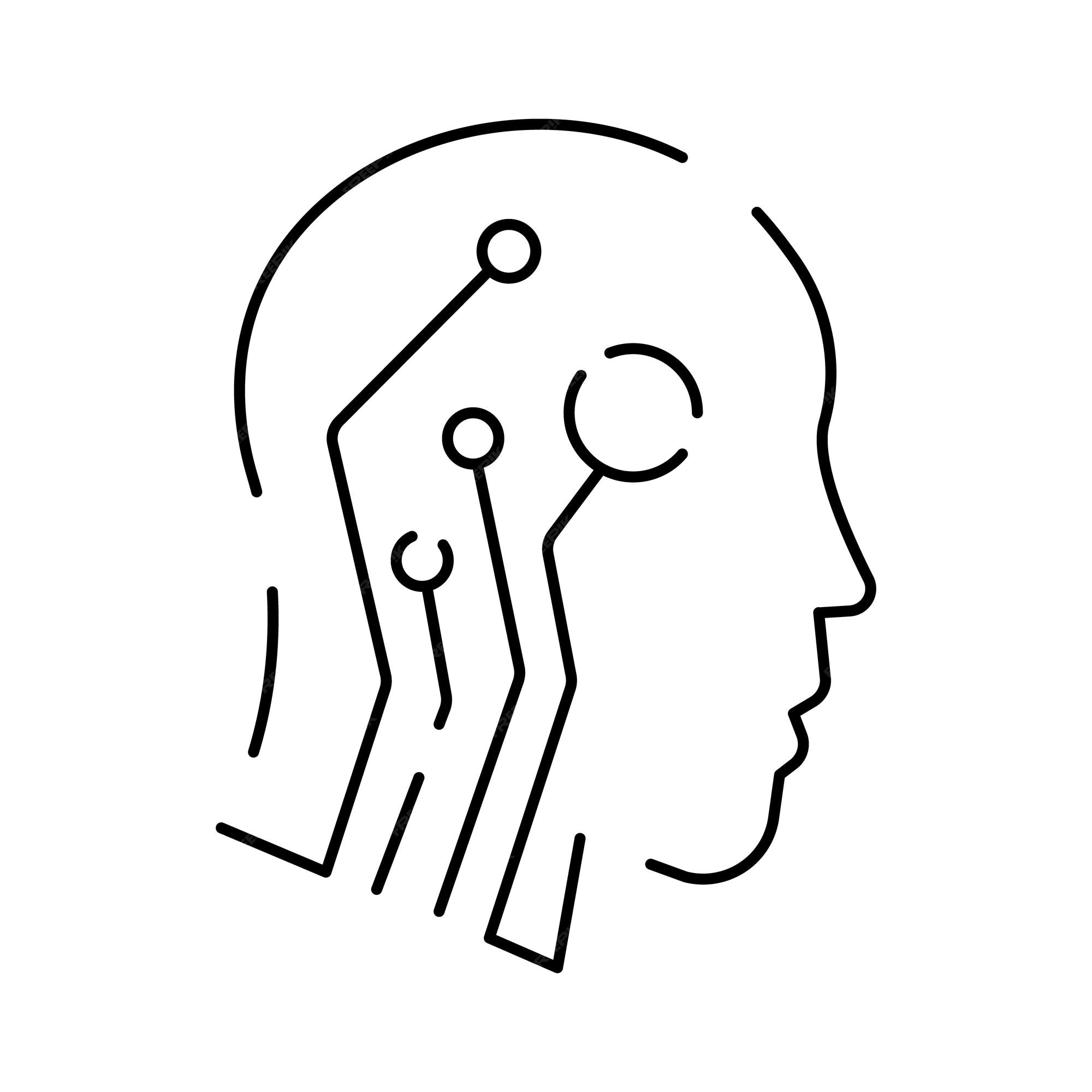 Premium Vector | Artificial intelligence line icon Brain robot ai head ...