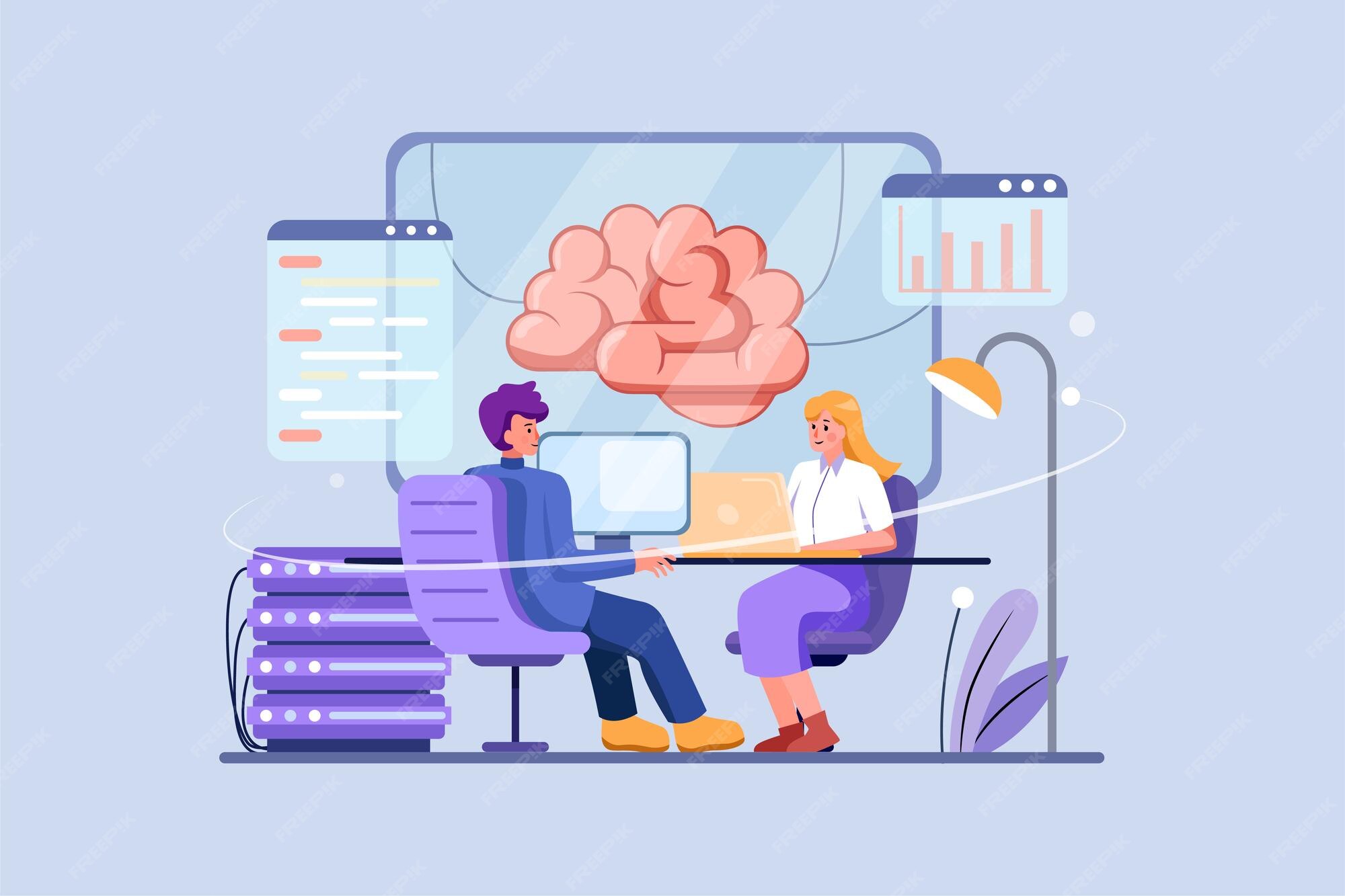 Premium Vector | Artificial Intelligence Programming Group of people ...