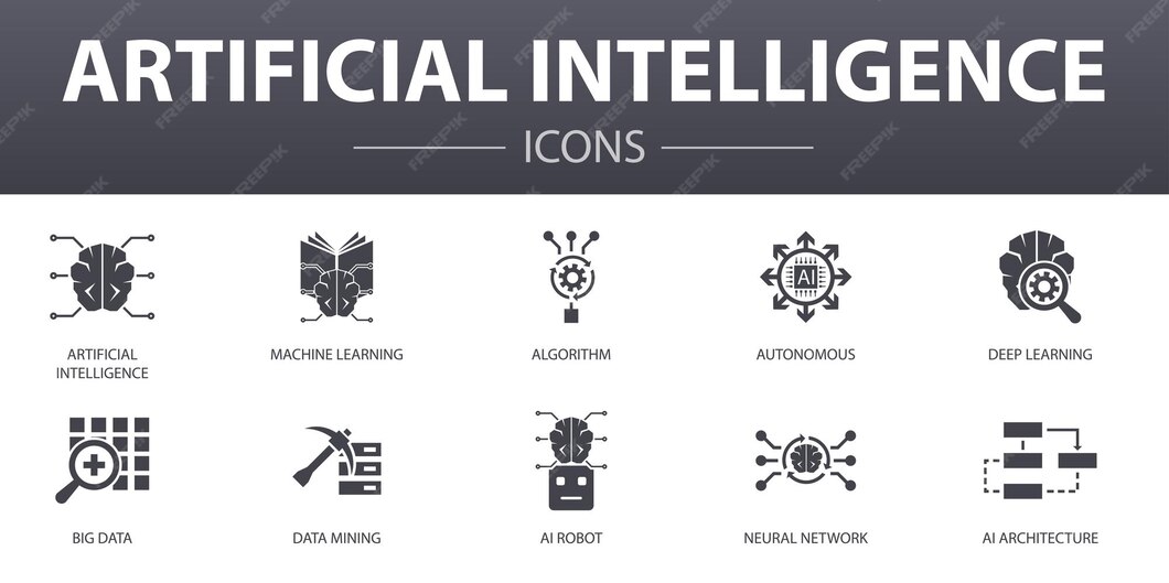 Premium Vector | Artificial intelligence simple concept icons set ...