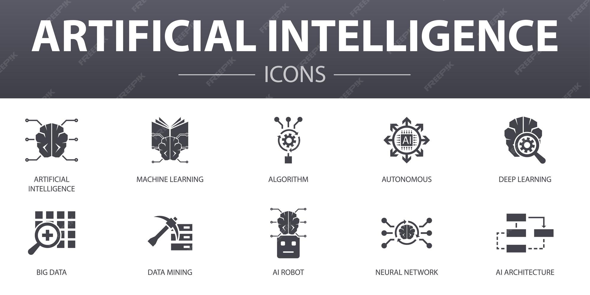 Premium Vector | Artificial intelligence simple concept icons set ...