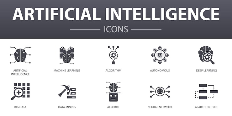 Premium Vector | Artificial intelligence simple concept icons set ...