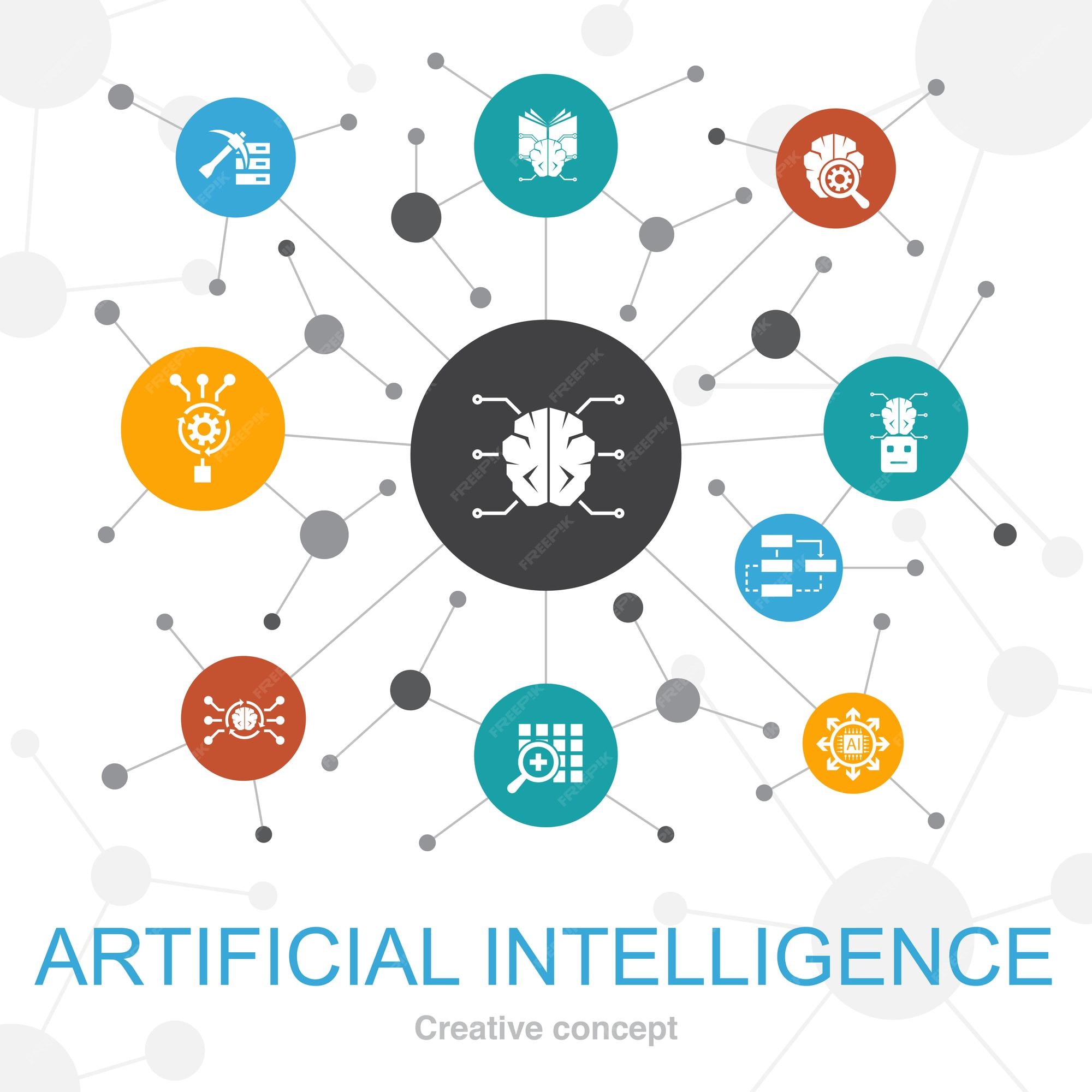 Premium Vector | Artificial intelligence trendy web concept with icons ...