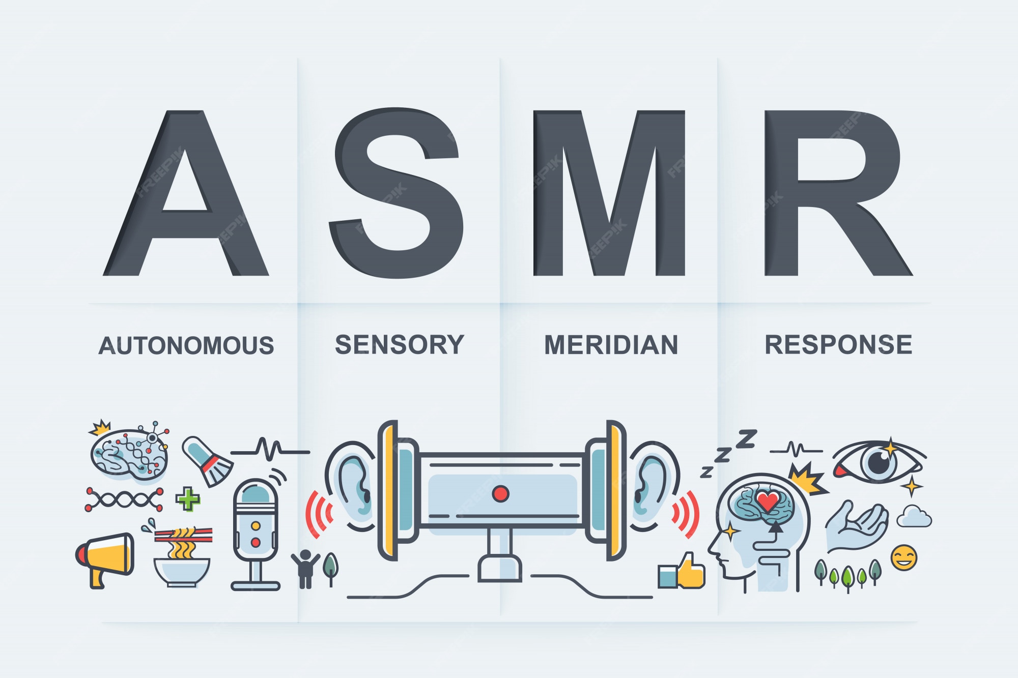 Premium Vector | Asmr autonomous sensory meridian response. Premium Vector | Asmr autonomous sensory meridian response.