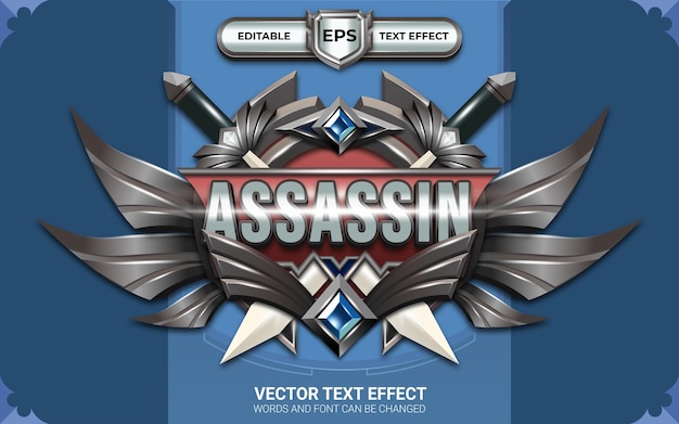 Premium Vector Assassin Badge With Editable Text Effect And Game Themed
